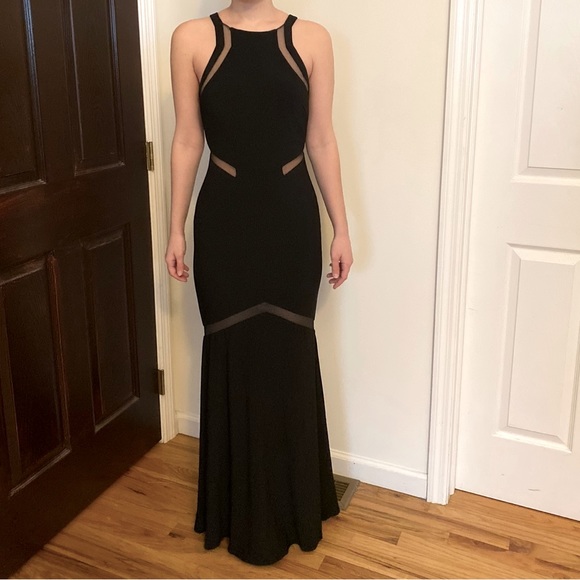 JVN by Jovani | Dresses | Jvn By Jovani Black Mesh Cutout Evening Gown ...